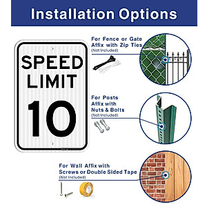 (4 Pack) Speed Limit 10 MPH Sign, Slow Down Sign, Traffic Signs,18 x 12 Inches Engineer Grade Reflective Sheeting, Rust Free Aluminum, Weather Resistant, Waterproof, Durable Ink, Easy to Mount