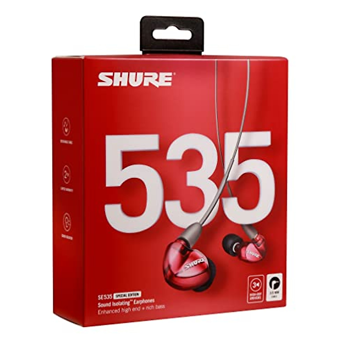 Shure SE535LTD Professional Wired Sound Isolating Earbuds, High Definition Sound + Natural Bass, Three Drivers, Secure in-Ear Fit, Detachable Cable, Durable Quality - Red
