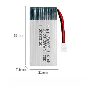 2 Pcs 3.7V 380mAh 20C 702035 Rechargeable Lipo Battery with USB Charger for Hubsan X4 H107 MJX F47 DFD F180 Quadcopter RC Drone Spare Parts
