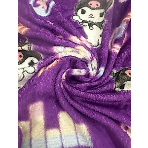 Kuromi & Friends Soft Silky Fleece Throw 40"x50" Kids Blanket “Neon Kuromi”