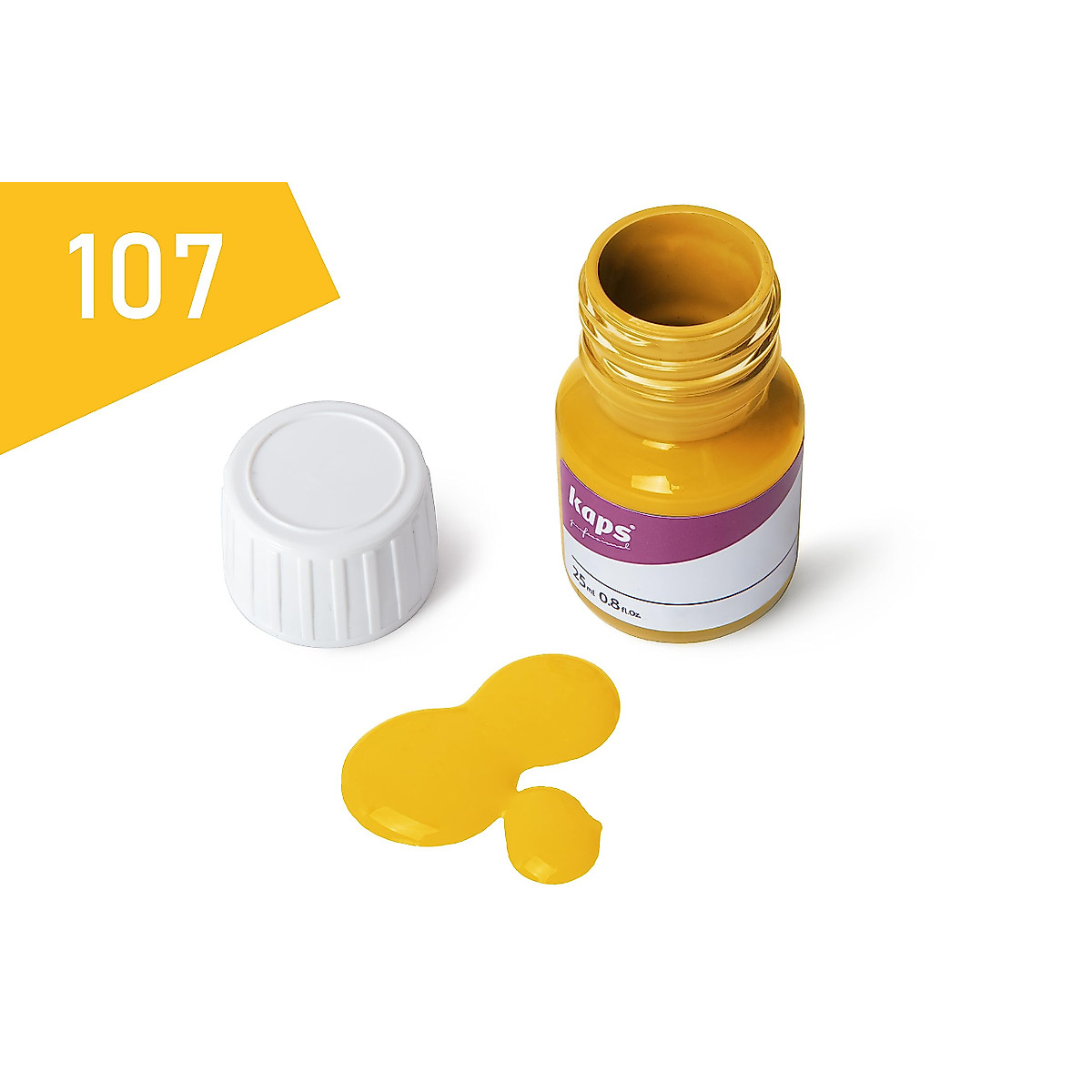 Dye with Primer for Natural and Synthetic Leather Shoes, Kaps Super Color and Preparer, 70 Colors (107 - Yellow)