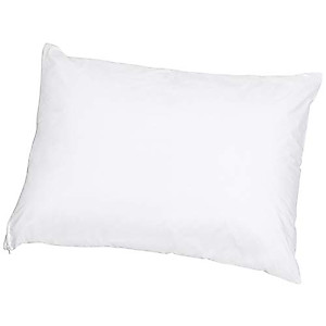 Amazon Basics Standard Pillowcase with Zipper, 100% Cotton Hypoallergenic, Pillow Protector, White (27 x 21 Inches), Pillows Not Included