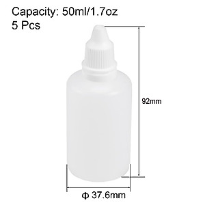 uxcell Plastic Dropper Bottle, 50ml/1.7oz Small Mouth Drop Bottles Empty Squeezable Liquid Dropper Bottle 5pcs