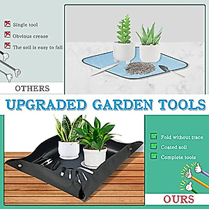 SMFANLIN 29.5"x29.5" Foldable Plant Repotting Mat for Gardening, Thicken Oxford Indoor Succulent Transplanting Potting Tarp Mat with Garden Tools and 30 Mesh Pads - Waterproof & Anti Dirty (Black)