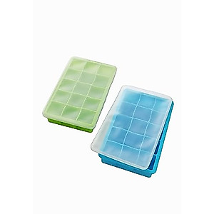 2 Pack ice cube tray with silicone Lid,ice trays for freezer,Silicone ice cube trays for freezer,Ice cube trays with lids,Covered ice cube trays for freezer,Ice trays