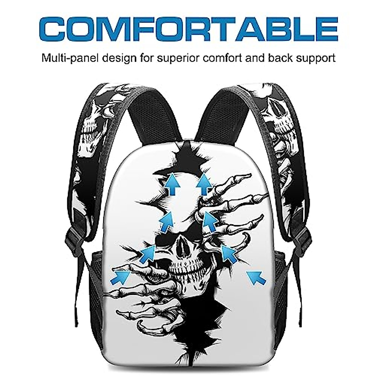 Genhuyiz Halloween Kids Backpack for School Trips and Outdoor Activities Halloween Horror Skeleton Decor 16 Inch Backpack for Boys and Girls
