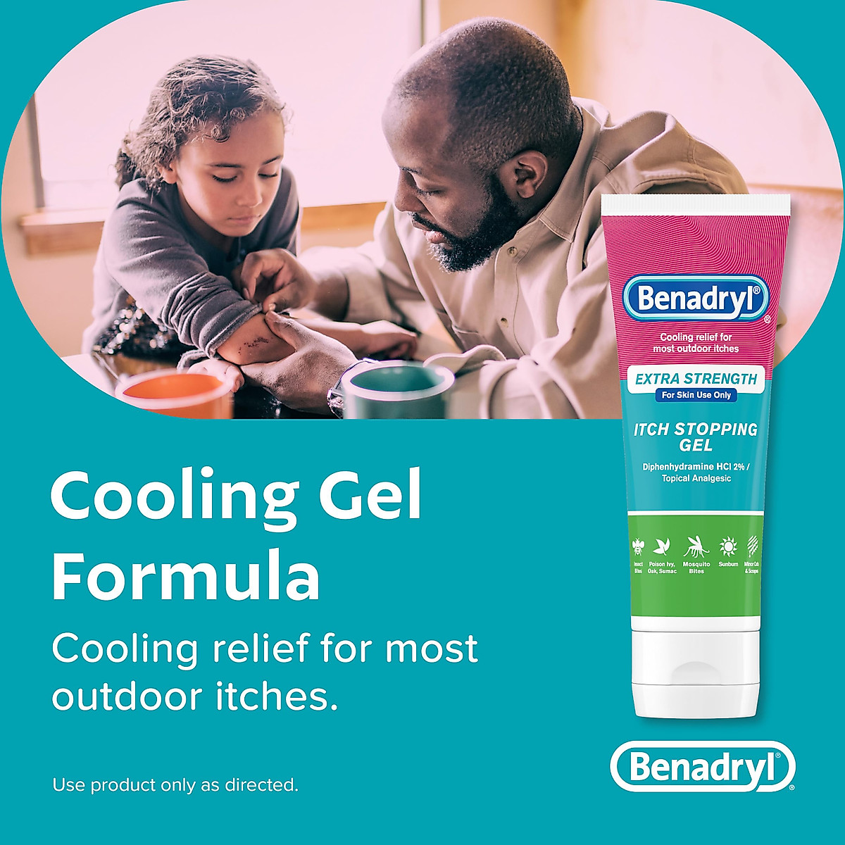 Benadryl Anti Itch Gel, Relief of Outdoor Itches Associated with Poison Ivy, Topical Analgesic, Cooling Relief, Diphenhydramine, 3.5 oz