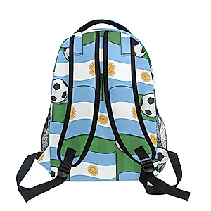 Krafig Argentina Flags and Soccer Balls Boys Girls Kids School Backpacks Bookbag, Elementary School Bag Travel Backpack Daypack