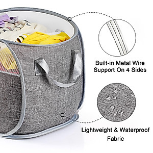 Collapsible Laundry Baskets, Pop Up Laundry Baskets with Reinforced Handles, Lightweight Foldable Laundry Basket for LaundryRoom,Bathroom or Travel (Gray)