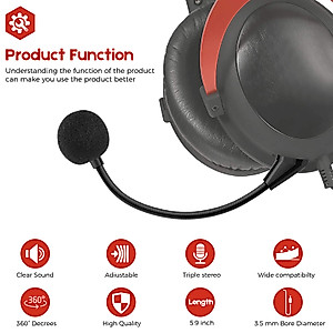 AKKE Cloud Alpha Pro Replacement Mic 2 PCS 3.5mm Detachable Game Microphone Boom Compatible Cloud Alpha S, Alpha PRO Gaming Headsets