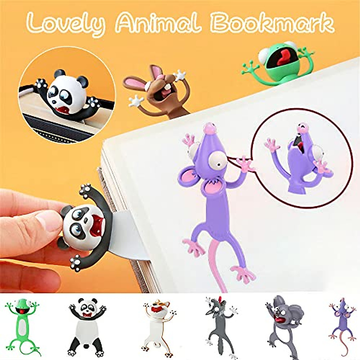 3D Animal Bookmark Cartoon Page Clip Funny Stereo Reading Bookmark for Kids Children Cute Bag fillers Birthday Party Gift - Wolf
