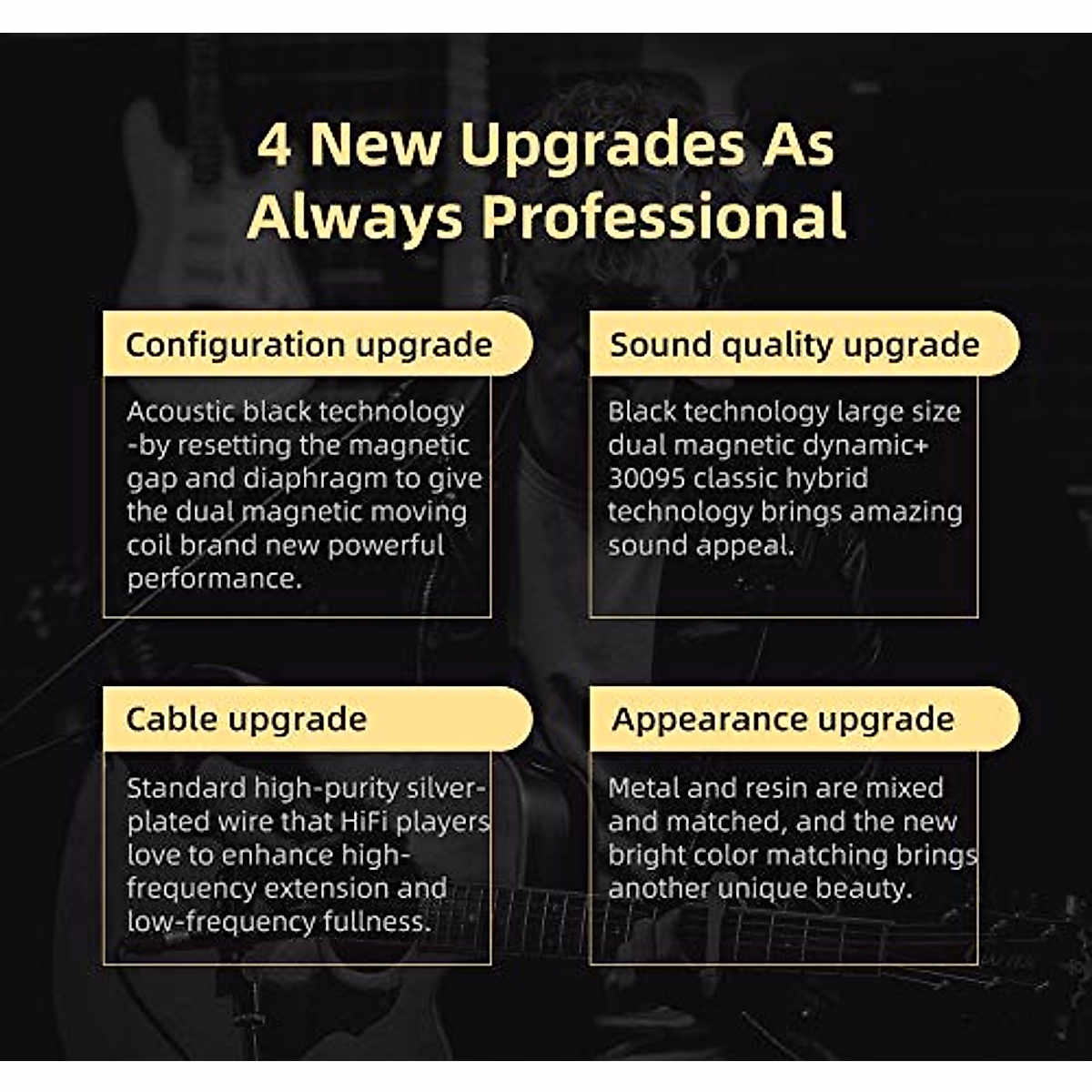 Kinboofi KZ ZSN PRO X HiFi in Ear Monitor, 1BA 1DD Earbud Headphone Dual Driver Drummer Musician Earphone Stereo Headset with Removable C Pin Cable for Church (NO Mic, Dark Black)…