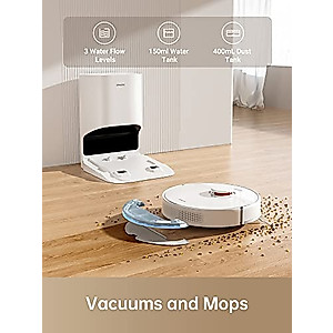 Dreametech D10 Plus Robot Vacuum and Mop with Self-Emptying Base for 45 Days of Cleaning, Robotic Vacuum with 4000 Pa Suction and LiDAR Navigation, Compatible with Alexa, Wi-Fi Connected