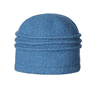 DANTIYA Women's 100% Wool Flower Warm Cloche Bucket Hat Slouch Wrinkled Beanie Cap Crushable Sky Blue