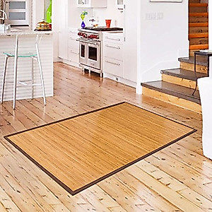 5' X 8' Floor Carpet, Bamboo Area Rug Floor Carpet Natural Bamboo Non-Slip Roll Runner Indoor Outdoor for Bathroom, Kitchen, Garden (60” x 96”)