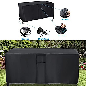 Aidetech Deck Box Cover Fit for Keter Westwood 150 Gallon Resin Large Deck Box, Patio Furniture Cushion Storage Box Cover Waterproof Dustproof for Outdoor Storage Box, 63 x 30 x 25 inch