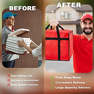 Maxcheck 2 Pcs Insulated Pizza Delivery Bag 20 x 20 x 14 Inch Pizza Warmer Bag Pizza Carrier Reusable Insulated Cooler Bags Winter Insulated Food Delivery Bag for Personal and Professional Use (Red)
