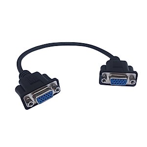 CERRXIAN 1ft VGA SVGA 15 Pin HD15 Female to Female Gender Changer Adapter Extension Video Monitor Cable for PC Laptop TV Porjector（ff）