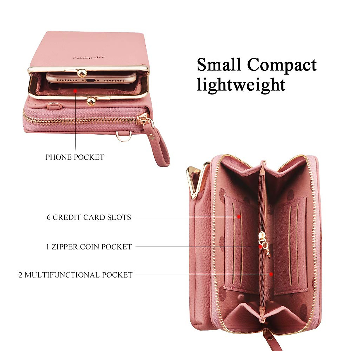 Small Crossbody Bags for Women Shoulder Handbags Clutch Mini Phone Purse Wallet with Adjustable Strap RFID Card Slots(Black)