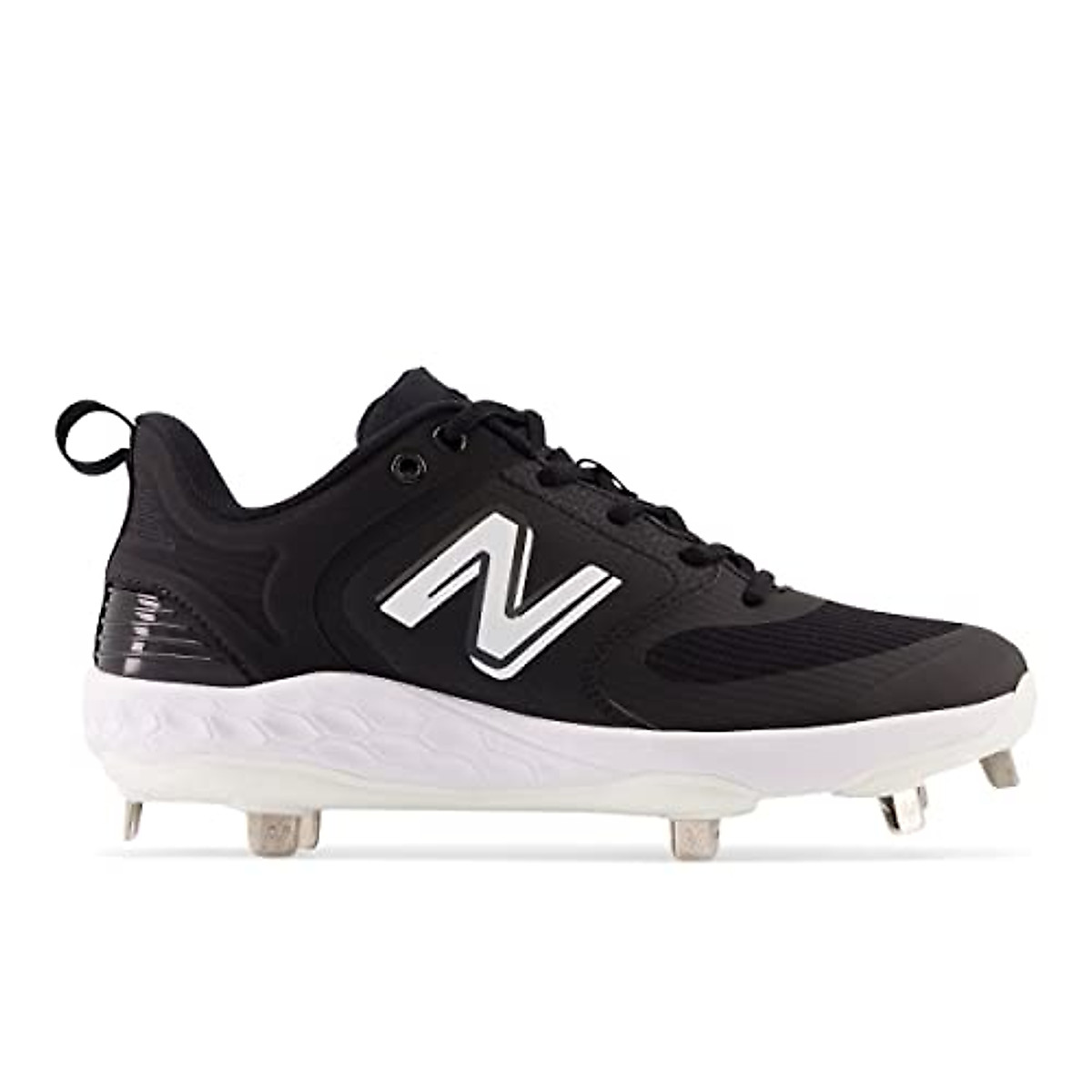 New Balance Women's Fresh Foam Velo V3 Softball Shoe, Black/White, 9