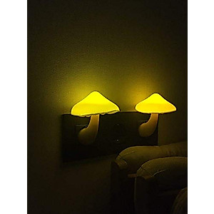 Sensor LED Night Lights for Adults Kids NightLight Cute Mushroom Night Light Plug in Wall Lamps for Bedroom, Bathroom,Toilet, Stairs, Kitchen, Hallway Corridor Warm Yellow