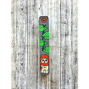 Personalized Lion Mezuzah, Hand Painted Wood Scroll Case, Jewish Hebrew Baby Naming, Birthday Nursery, Gift for Bris, Brit Milah