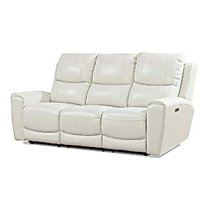 Steve Silver Laurel Leather Dual-Power Reclining Living Room Sofas, Power Headrest/Reclining Leg Rest USB Charging Port, Top Grain Leather, 86" L x 40" W x 40" H, Ivory