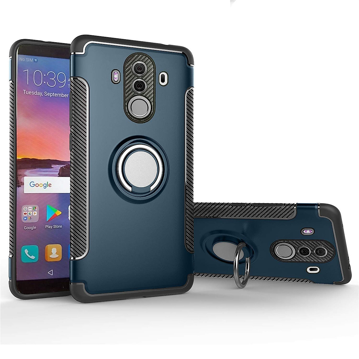 Mate 10 Pro Case, Mingwei [with 360 ° Kickstand] Rotating Ring Case [Dual Shockproof] Protection Cover Compatible with [Magnetic Car Mount] for Huawei Mate 10 Pro (Mate 10 Pro, Blue)
