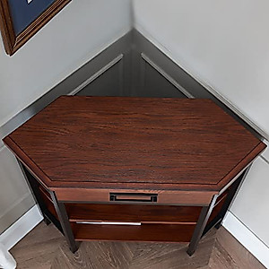 Leick Home 11264 Ironcraft Foyer Corner Rustic Bookcase with Drawer Storage, Mission Oak