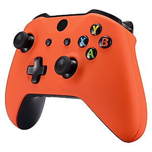 eXtremeRate Soft Touch Top Shell Front Housing Faceplate Replacement Parts with Side Rails Panel for Xbox One X S Controller (Orange)