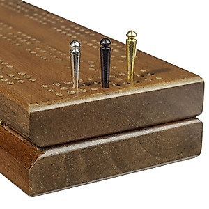 WE Games Easy-Grip Metal Cribbage Board Pegs and Velvet Pouch - Set of 6 Pins (2 Gold, 2 Silver, 2 Black)