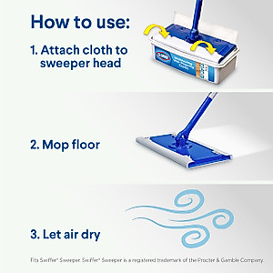 Clorox Disinfecting Wet Mopping Cloths, Disposable Mop Heads, Multi-Surface Floor Mop, Rain Clean Scent, 24 Wet Refills (Pack of 2)
