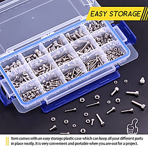 Hilitchi 510pcs M3 M4 M5 Stainless Steel Hex Socket Head Cap Bolts Screws Nuts Assortment Kit - 304 Stainless Steel (Hex Socket)