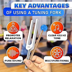 432 Hz Tuning Fork for Healing Set Music Therapy Instruments - Tuning Fork Medical Musical Forks for Healing Chakra Set Stress Relief - Fork Medical Sound Therapy Instruments Meditation Accessories