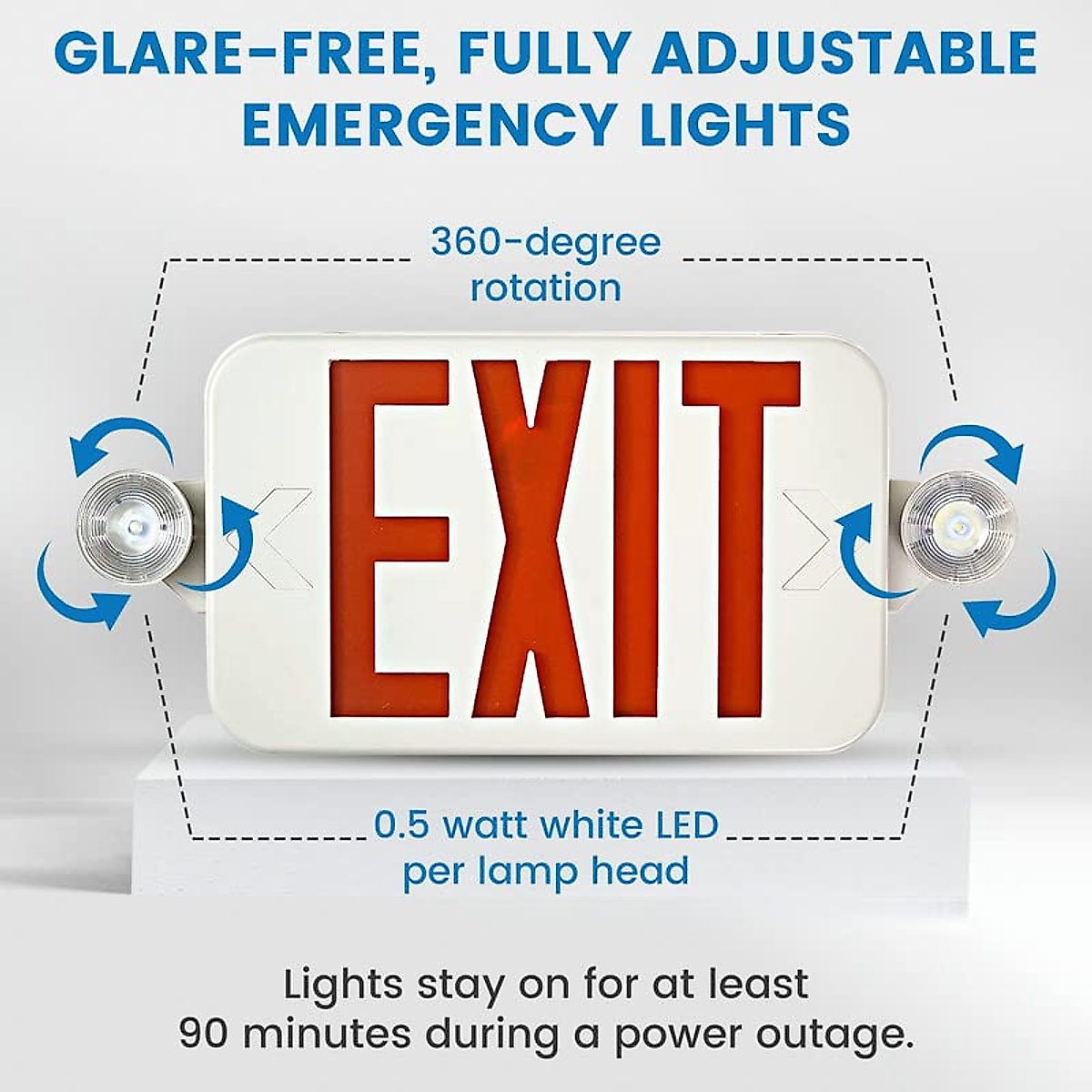 Ciata Lighting Emergency Exit Lights with Battery Backup - High Visibility Fire Exit Signs - Universal Emergency Lights for Business or Residential - Rechargeable Exit Sign Battery Included