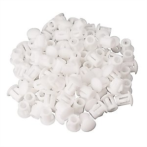 Alamic Hole Plugs 3/16" Plastic Flush Type Hole Plugs Snap in Locking Hole Tube Screw Caps Drilling Cover Plugs Fastener Covers for Kitchen Cabinet Furniture White 100 Pack