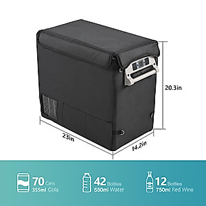 EUHOMY CF55 Insulated Protective Cover 59 Quart Car Refrigerator Insulated Transit Bag, 12 Volt Portable Refrigerator Cover 59QT Car Fridge Freezer, Black