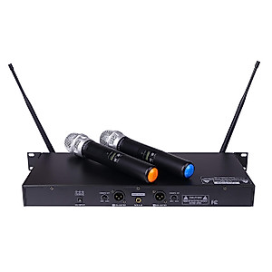 GTD Audio 2x100 Adjustable Channels UHF Wireless Cordless Handheld Microphone Mic System Ideal for Church, Karaoke, Dj Party, Range 400 ft,