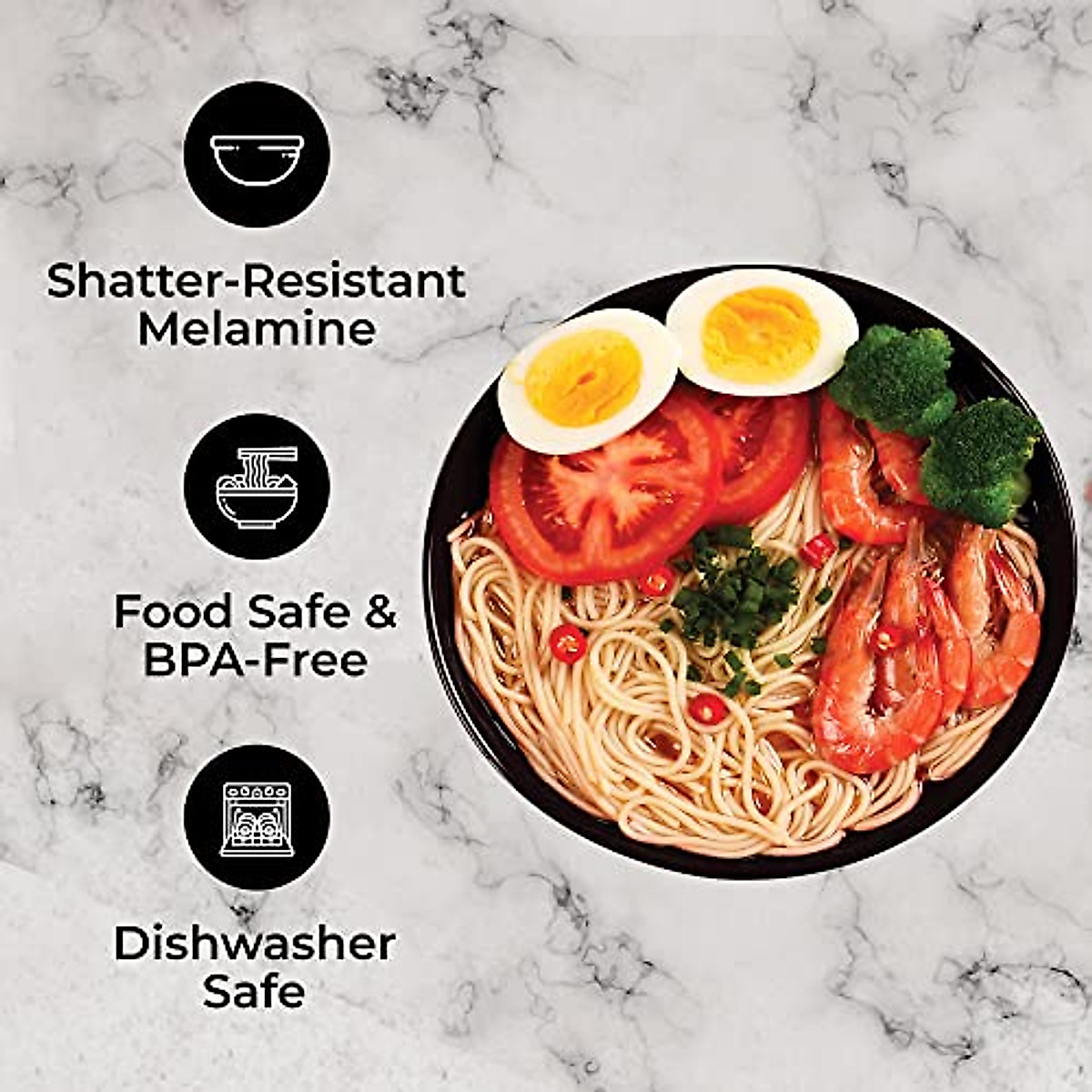 ANNIE'S KITCHEN Japanese Ramen Bowl Set Naruto Ramen Bowl with Chopsticks- Melamine Dinnerware Set. 33oz Ramen Noodle Bowls, Asian Soup Spoon, Japanese Chopsticks, Stands. 8 Piece Set for 2