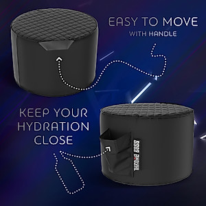 Throne Boss Gaming Footstool [Cover ONLY No Filling] - for Matching Gaming Bean Bag Chair - Pouf/Ottoman for Gaming Room - Round Gamer Foot Stool Footrest with Drink Holder (Black)