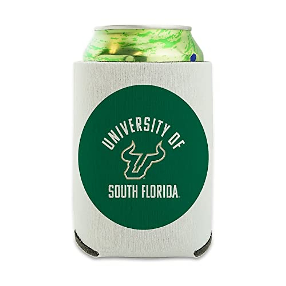 University of South Florida Bulls Logo Can Cooler - Drink Sleeve Hugger Collapsible Insulator - Beverage Insulated Holder
