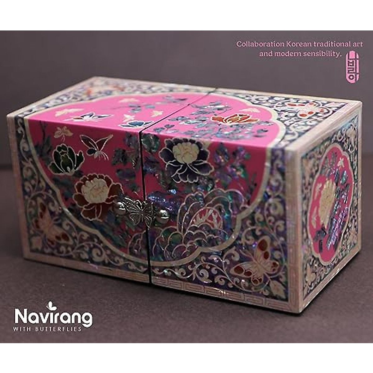 SoSHESHINES Mother of Pearl Small Jewelry Box - Premium Packaging for Gifts for Women, Thank you Gifts, Mom birthday Gifts, Korean Traditional Sea Shell Premium Handmade (SECRET_Rose Pink)