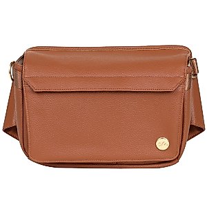 CleverMade Crossbody Diaper Bag Tote and Baby Bottle Hip Pack - Stroller Organizer with Adjustable Strap and Multiple Storage Pockets for Diapers, Wipes, Burp Cloths, and Other Essentials - Brown