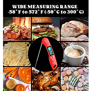 DOQAUS Digital Meat Thermometer, Instant Read Food Thermometer for Cooking, Kitchen Thermometer Probe with Backlit & Reversible Display, Cooking Thermometer Temperature for Turkey Grill BBQ Candy