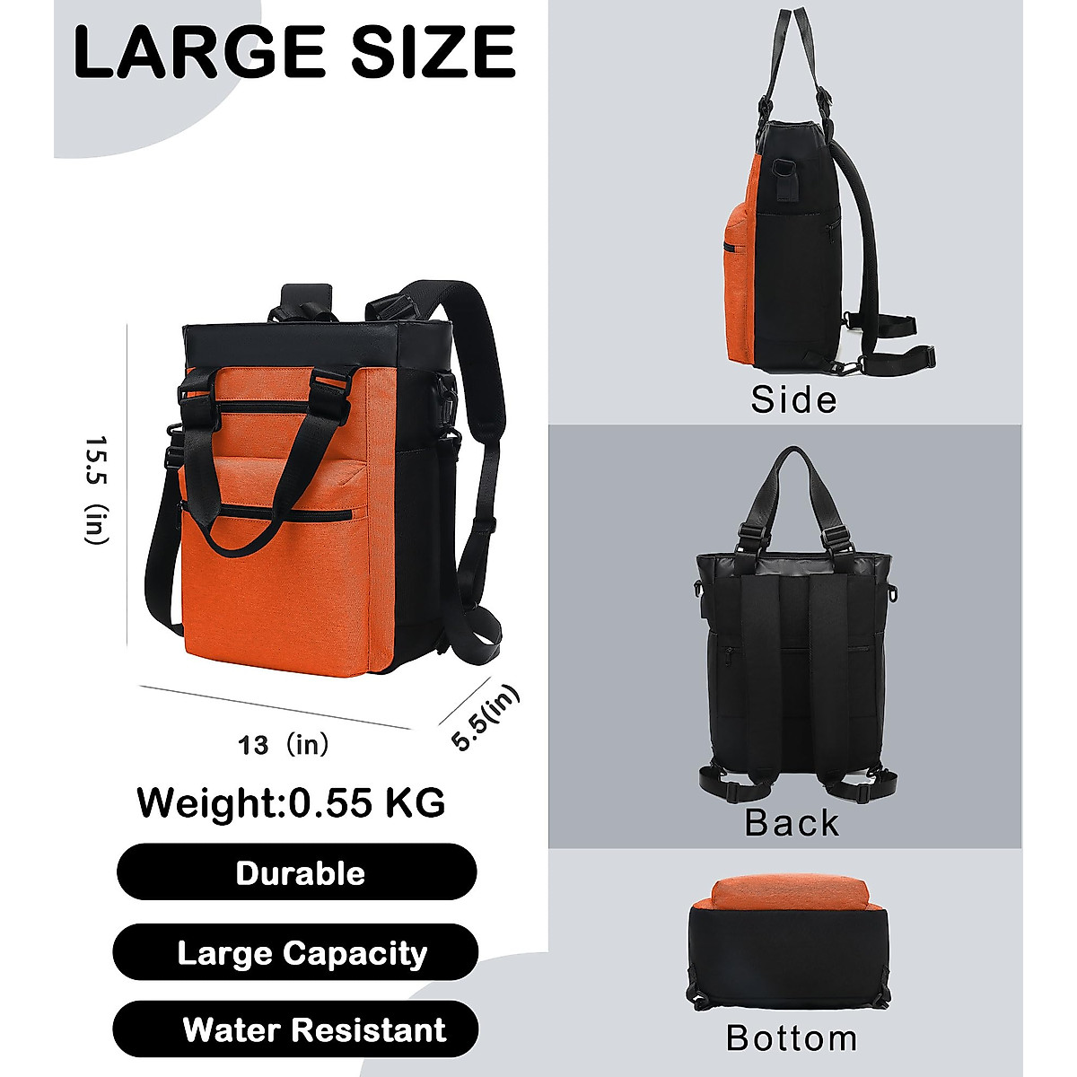 BASICPOWER Backpack Purse for Women Convertible Laptop Tote Work Bag Nurse Teacher Bag for Travel