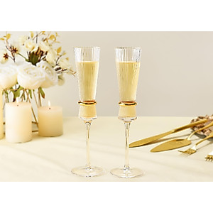 Parihy Wedding Champagne Flutes set of 2, Crystal Champagne Flutes for Mr and Mrs, Bridal Shower Housewarming Gifts, Wedding Gifts Engagement Gifts Bride and Groom