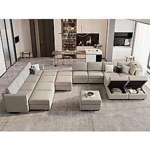 Belffin Modular Sectional Sofa Couch with Ottoman L Shape Corner Couch Sofa with Storage Modular Sofa with Chaise Velvet Grey…