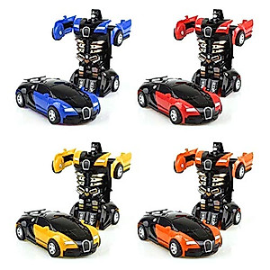 Zerodis Car Robot Toy ABS Plastic Mini Size Transform Car Robot Home for Kids (Yellow)