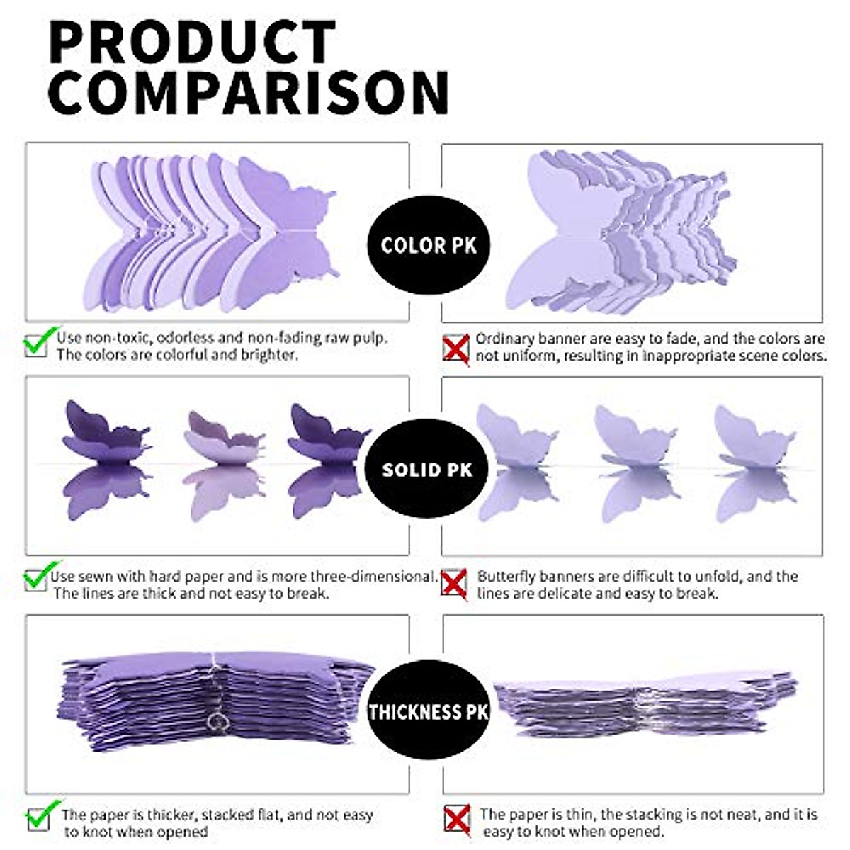 zilue Butterfly Banner Decorative Paper Garland for Wedding, Baby Shower, Birthday & Theme Decor 110 Inches Long Set of 2 Pieces Lightpurple