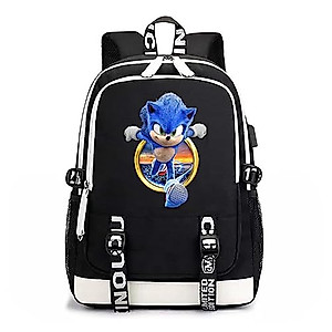 XinShuoBay Anime Backpack Laptop Bag With USB Port Large Casual Daypack 15.6 Inch Computer for Anime Fans (Black white 1)